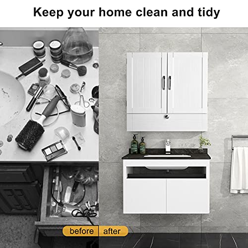 VINGLI Bathroom Medicine Cabinet 2 Door Wall Mounted Storage Cabinet Over Toilet Cabinet Bathroom Kitchen Office Floating Storage Collection Orgaznier White