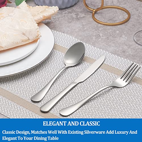 16 Pcs Forks and Spoons Silverware Set,Food Grade Stainless Steel Flatware Cutlery Set for Home,Kitchen and Restaurant,Mirror Polished,Dishwasher Safe - 8 Dinner Fork(8 inch) and 8 Teaspoon(6.5 inch)