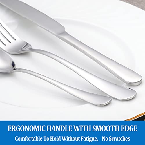 16 Pcs Forks and Spoons Silverware Set,Food Grade Stainless Steel Flatware Cutlery Set for Home,Kitchen and Restaurant,Mirror Polished,Dishwasher Safe - 8 Dinner Fork(8 inch) and 8 Teaspoon(6.5 inch)