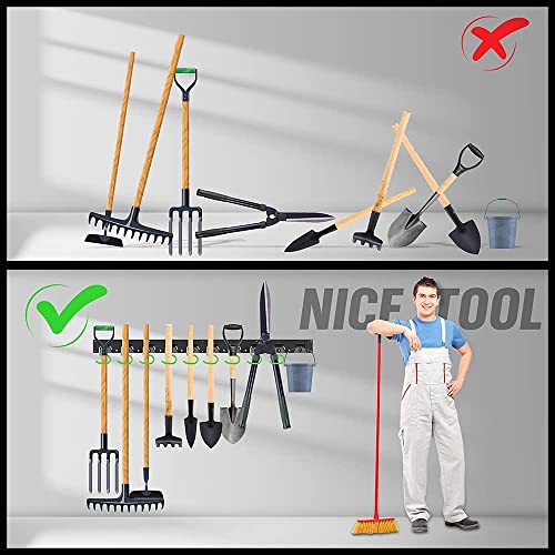 SWANLAKE 64 Inch Adjustable Storage System, Wall Mounted Hooks Tool Organizer,Garden Tool Hangers
