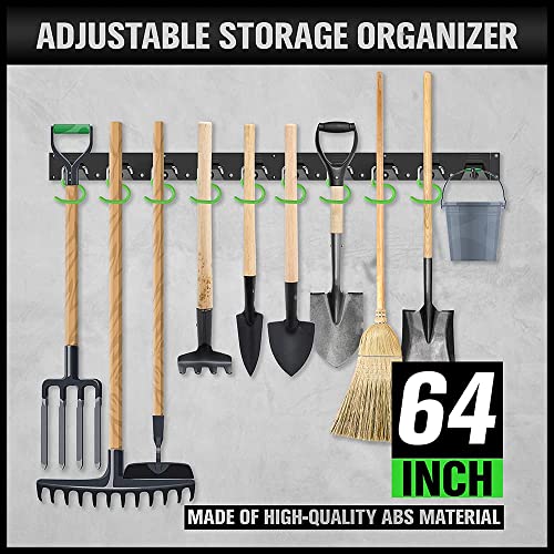 SWANLAKE 64 Inch Adjustable Storage System, Wall Mounted Hooks Tool Organizer,Garden Tool Hangers