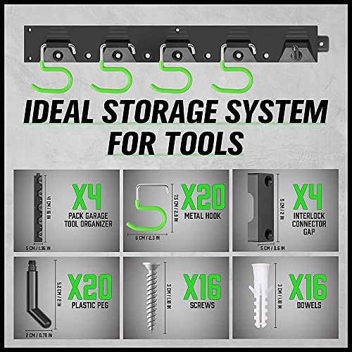SWANLAKE 64 Inch Adjustable Storage System, Wall Mounted Hooks Tool Organizer,Garden Tool Hangers