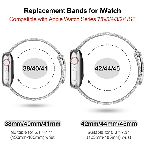 Slim Metal Band Compatible with Apple Watch Bands 40mm 44mm 41mm 45mm 38mm 42mm Women,Thin Narrow Stainless Steel Mesh Milanese Loop Magnetic Replacement Strap for iWatch SE Series 8 7 6 5 4 3 2 1