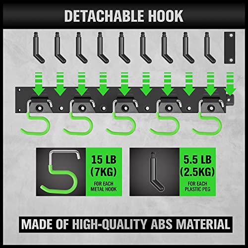 SWANLAKE 64 Inch Adjustable Storage System, Wall Mounted Hooks Tool Organizer,Garden Tool Hangers