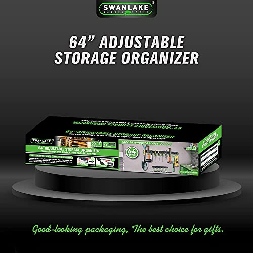 SWANLAKE 64 Inch Adjustable Storage System, Wall Mounted Hooks Tool Organizer,Garden Tool Hangers