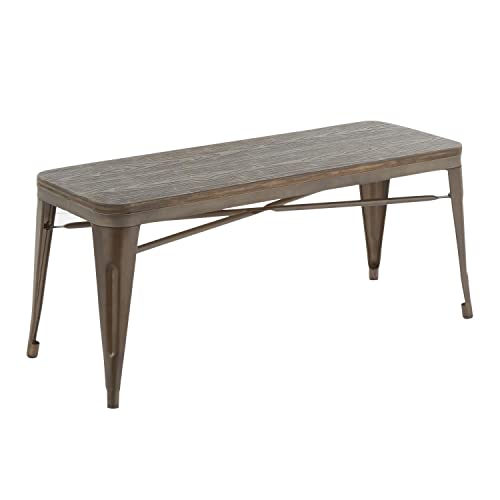 LumiSource Oregon Bench with Antique Metal and Espresso Bamboo BC-OR BKLS ANE