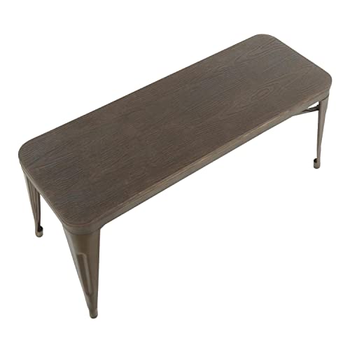 LumiSource Oregon Bench with Antique Metal and Espresso Bamboo BC-OR BKLS ANE