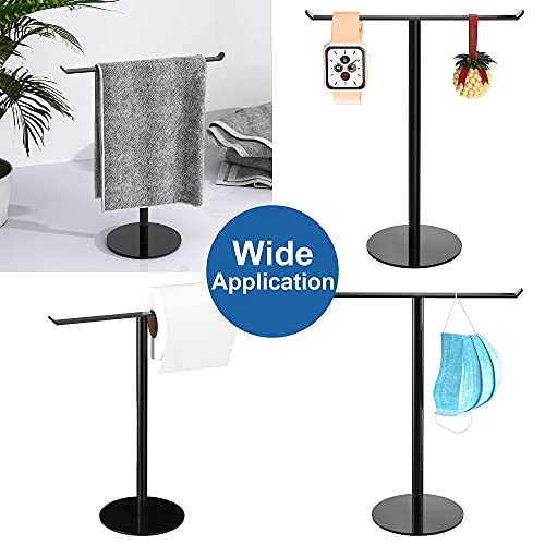 Towel Rack T-Shape Hand Towel Holder for Bathroom,Headband Holder and Lightweight Bathroom Towel Racks,Kitchen Towel Rack Black Hand Towel Holder,Stainless Steel Waterproof Bathroom Counter Organizer