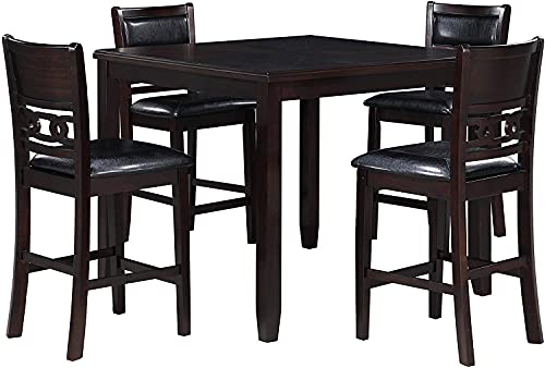 New Classic FURNITURE Gia 5-Piece Table with Four Chairs, Inch, 42" Counter Set, Ebony