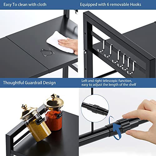 KITCSTI Microwave Oven Rack,Expandable Microwave Shelf for Kitchen Counter,2 Tiers Microwave Stand Countertop Organizer for Kitchen Counter