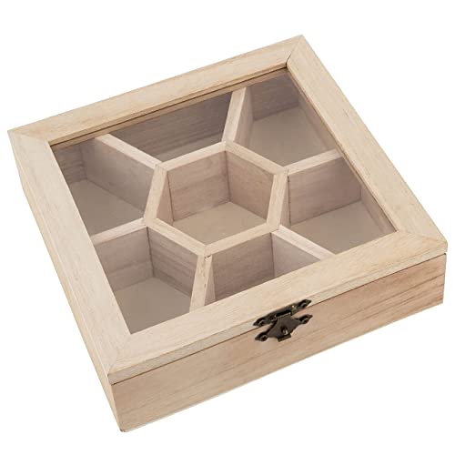 Hammont Wooden Sectional Boxes with Lid - (2 Pack) - (7''x7''x2'') - Present Boxes Best for Birthday, Wedding and Party Favours