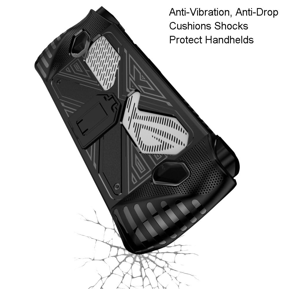 Baigeda Protective Case with Foldable Kickstand for ASUS Rog Ally 2023 Release Full Body Soft TPU Handheld Game Console Drop-Proof Protector Case with Shockproof,Non-Slip,Anti-Collision (Black)