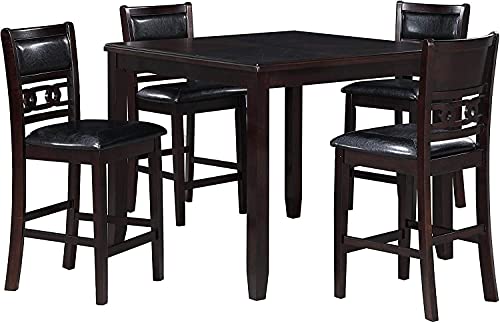 New Classic FURNITURE Gia 5-Piece Table with Four Chairs, Inch, 42" Counter Set, Ebony