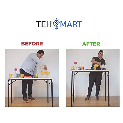 TEH SMART Table Leg Extenders for Folding Table β 4-Pack Table Risers for Straight and Bent Legs β Highly Durable Steel Construction β 16 Inches Height β Ideal for Back Pain (Black, 400x35)
