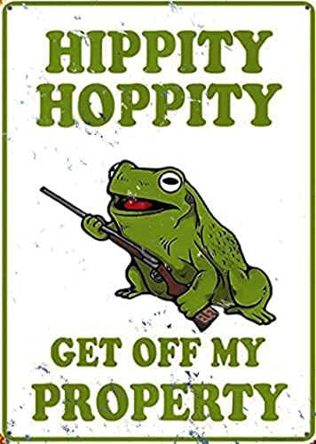 Tin Poster Metal Sign Hippity Hoppity Get Off My Property Frog No Tresspassing Novelty - 8"x12" Retro S Vintage Rules Warning Bar Cafe Garage Wall Decor Retro Vintage Plaque Signs