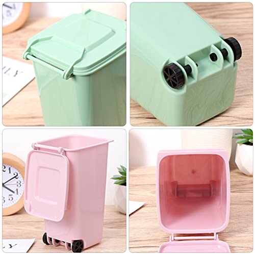 Kisangel 4Pack Mini Trash Can with Lid Set, Desktop Wastebasket Small Garbage Storage Bin for Office Home School