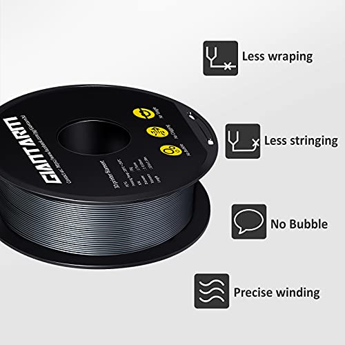 GIANTARM Silver PETG 3D Printer Filament Toughness Enhanced 1kg (2.2lbs), 1.75mm Dimensional Accuracy +/-0.03mm, 1080 FeetοΌ330m)/Roll, Vacuum Package, Fit for Most 3D FDM Printer