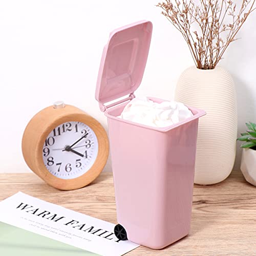 Kisangel 4Pack Mini Trash Can with Lid Set, Desktop Wastebasket Small Garbage Storage Bin for Office Home School