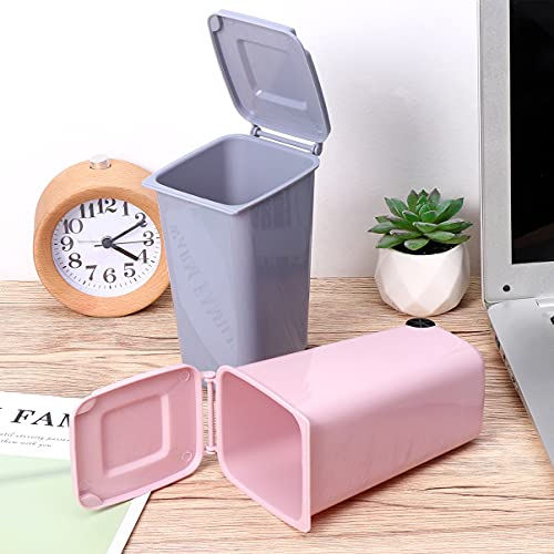 Kisangel 4Pack Mini Trash Can with Lid Set, Desktop Wastebasket Small Garbage Storage Bin for Office Home School