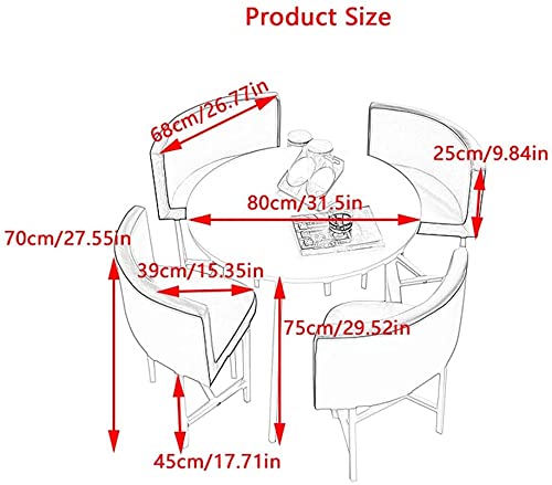 ZHANGXX Round Dining Table And Chair Set, Round Table Office Conference Table Office Conference 80cm Round Table Balcony Bedroom Cafe Hotel Corridor Apartment ,Used For Living Room And Kitchen, Grey