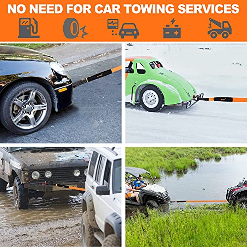 Tow Strap, Heavy Duty Tow Rope 2" X 16.4 ft 11000 Lbs (5 T) Recovery Straps with 2pcs 1/2" D-Ring Shackles, Protective Sleeves, Storage Bag, Emergency Off Road Truck Accessories, Daily Use for Car
