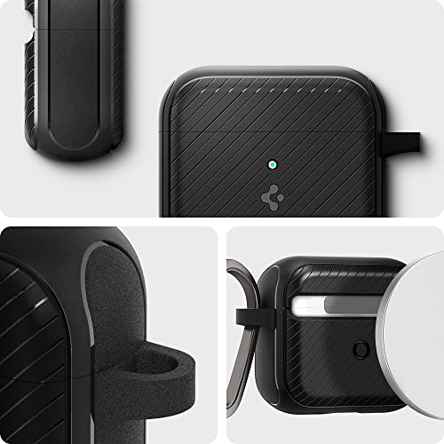 Spigen Mag Armor (MagFit) Designed for Airpods 3rd Generation Case MagSafe Compatible Magnets Embedded Airpods 3 Case with Keychain (2021) - Matte Black