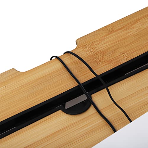 Dicunoy Computer Desk with 2 Drawers, 46" Solid Bamboo Home Office Writing Desk for Small Spaces, Compact Simple Style Tables with Gap Design and Hook for PC, Laptop, Students, Study, Makeup, Bedroom