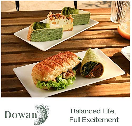 DOWAN (Set of 8) 14" Porcelain Sushi Plate for Appetizer, Meat, Dessert, Dishwasher&Oven Safe & DOWAN 12" Rectangle Serving Plates, for Thanksgiving Appetizers, Snacks, Lunch, Chips, Party