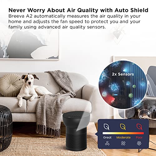 TCL Breeva A2 Air Purifiers for Home Bedroom with Ionizer Up to 441 ft², Auto Mode, H13 True HEPA Filter, 26db Quiet Air Cleaner Filter 99.97% Allergies Smoke Odor Pet Hair Dust Pollen Mold