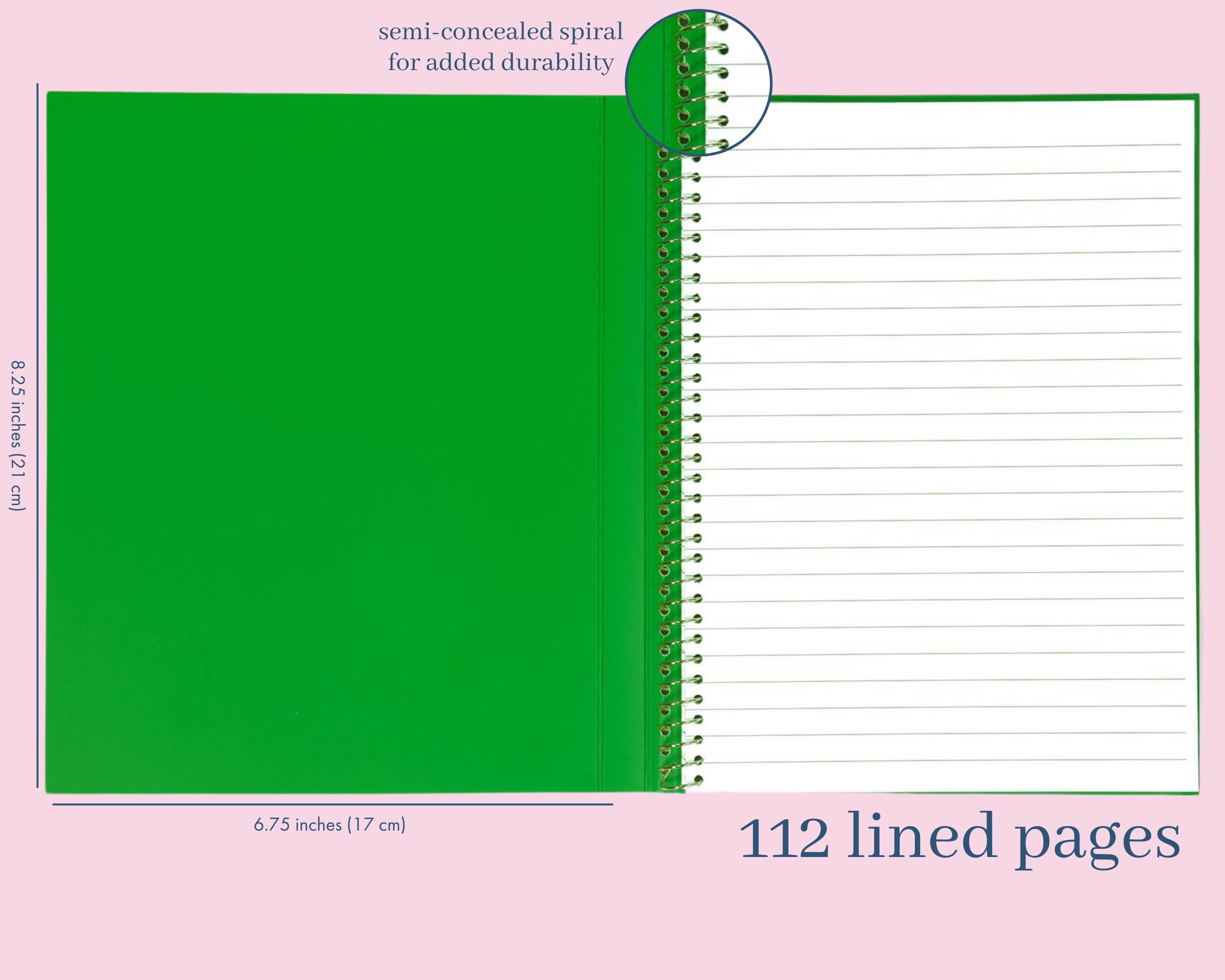 kate spade new york Small Concealed Spiral Notebook, 8.25" x 6.75" Journal Notebook with 112 Lined Pages, Joy Dot