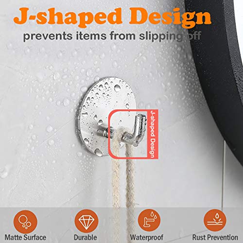 5 Packs Black Adhesive Wall Hooks, Veriya Waterproof Hook Door Hanger, Heavy Duty Wall Hook for Hanging Robe Coat Towel Keys Bags, Bathroom Toilet Kitchen Office Closet Cabinet