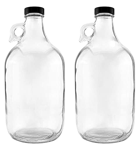 nicebottles Glass Handled Jug with Handy Dispensing Pump, Pack of 2