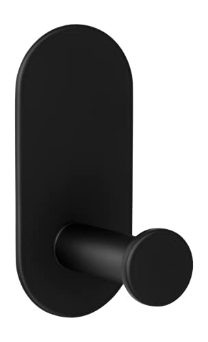 Ambrosya - Towel Holder Without Drilling - Adhesive Bathroom Coat Decoration Robe Hook Self-Adhesive Wall (1 Hook, Stainless Steel (Black))