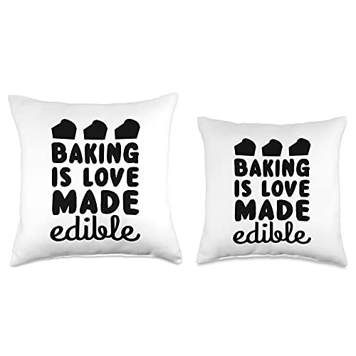 Baking Is Love Made Edible Funny Baker Throw Pillow, 16x16, Multicolor