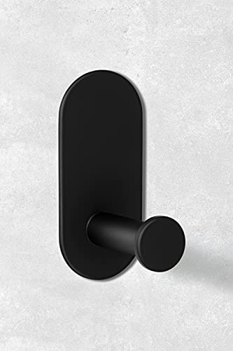Ambrosya - Towel Holder Without Drilling - Adhesive Bathroom Coat Decoration Robe Hook Self-Adhesive Wall (1 Hook, Stainless Steel (Black))