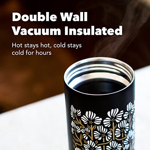 MiiR, Flip Traveler, Double-Wall Vacuum Insulated with Leakproof Lid, BPA-Free Stainless Steel Construction, Black, 12 Fluid Ounces