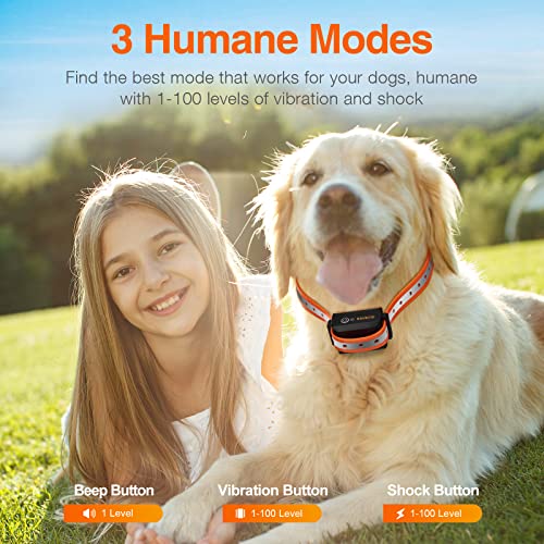 ROJECO Dog Training Collar with 3300FT Remote,IPX7 Waterproof Rechargeable Shock Collar for Large Medium Small Dog,3 Safe Training Modes with Beep,Vibration and Shock,Adjustable Electronic Dog Collar
