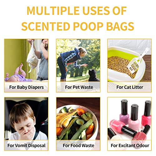 ATIFBOP Biodegradable Dog Poop Bags 360 Counts 24 Rolls, Leak Proof and Thicken Dog Bags for Poop (Scented)