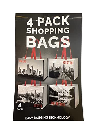 Costco Reusable Grocery Bags - Heavy Duty, Foldable, Click N Stay Technology, Large Shoulder Straps, Bottle Holders Inside (4-Pack), Black