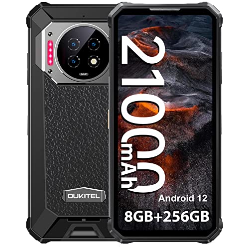 OUKITEL WP19 Rugged Smartphone Unlocked, 21000mAh Battery 8GB 256GB Android 12 Cell Phone, 64MP Camera 20MP Night Vision, 6.78" FHD+ Rugged Phone, Waterproof Mobile Phone Unlocked 4G Dual Sim OTG NFC