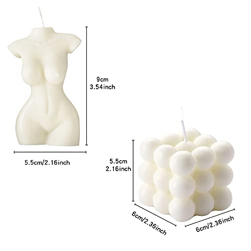 Bubble Cube + Human Female Body Candle 3D Women Body Candle Body Shape Beautiful Art Candle Decoration for Wedding Decorative Candle for Bedroom Bathroom Decorations