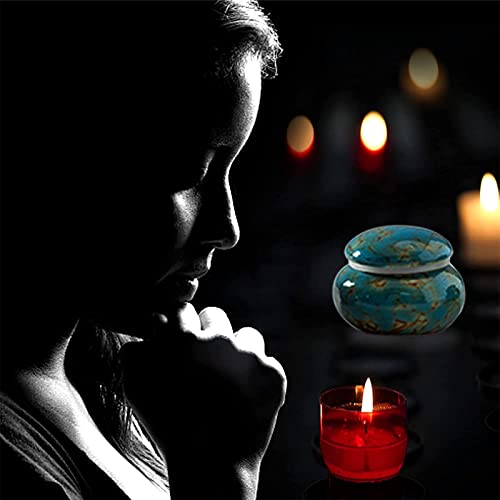 3Pcs Small Urns for Human Ashes, 1.7'' Keepsake Urns for Human Or Pet Ashes, Mini Ceramic Memorial Urn and Burial Ash Storage for Family & Loved Ones,Hold 1.2 Cubic Inches of Ashes(Blue,Green,Red)