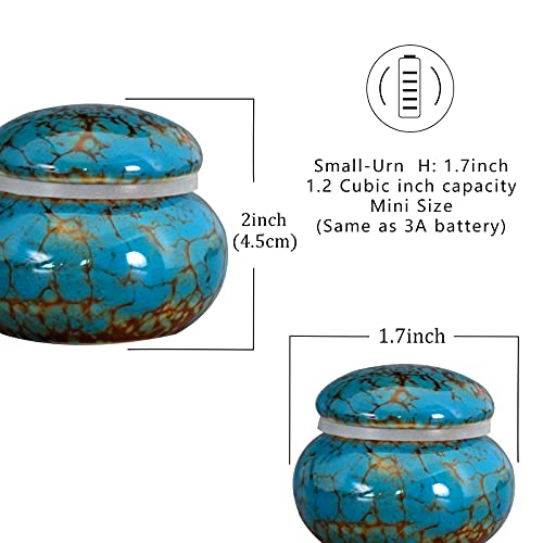 3Pcs Small Urns for Human Ashes, 1.7'' Keepsake Urns for Human Or Pet Ashes, Mini Ceramic Memorial Urn and Burial Ash Storage for Family & Loved Ones,Hold 1.2 Cubic Inches of Ashes(Blue,Green,Red)