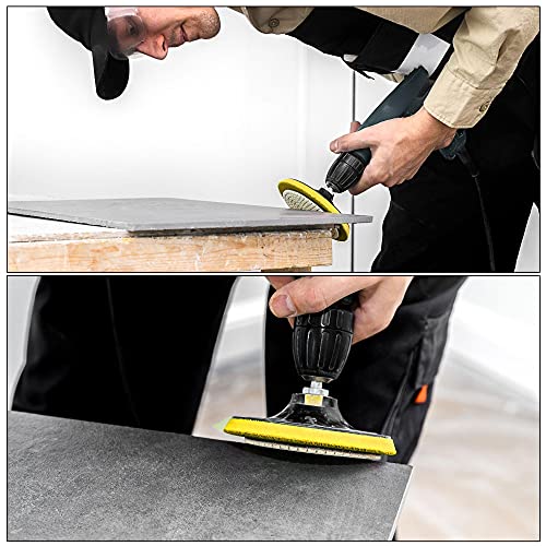 uxcell 4 Inch 10000 Grit Diamond Wet Polishing Pad Set, for Stone Concrete Marble Grinder or Polisher, with M14 Hook and Loop Backing Holder Pad Connecting Rod