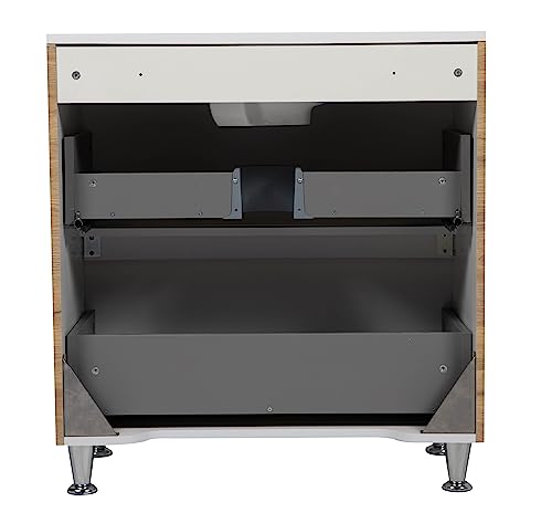 Bath Oasis Modern Free Standing Bathroom Vanity with Washbasin | Delux Teak Natural Collection | Non-Toxic Fire-Resistant MDF-40-Diamond Collection 40"