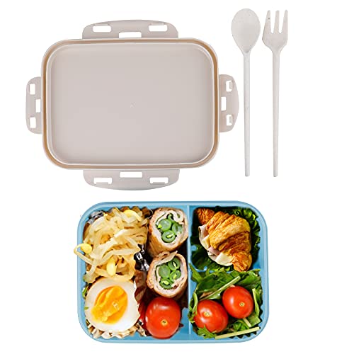 Dicunoy 4 Pack Bento Box, Lunch Box Container with 3 Compartments for Kids, Easy Snack Boxes with Utensils for Dinner, Salad, Toddler, Adults, School, Work