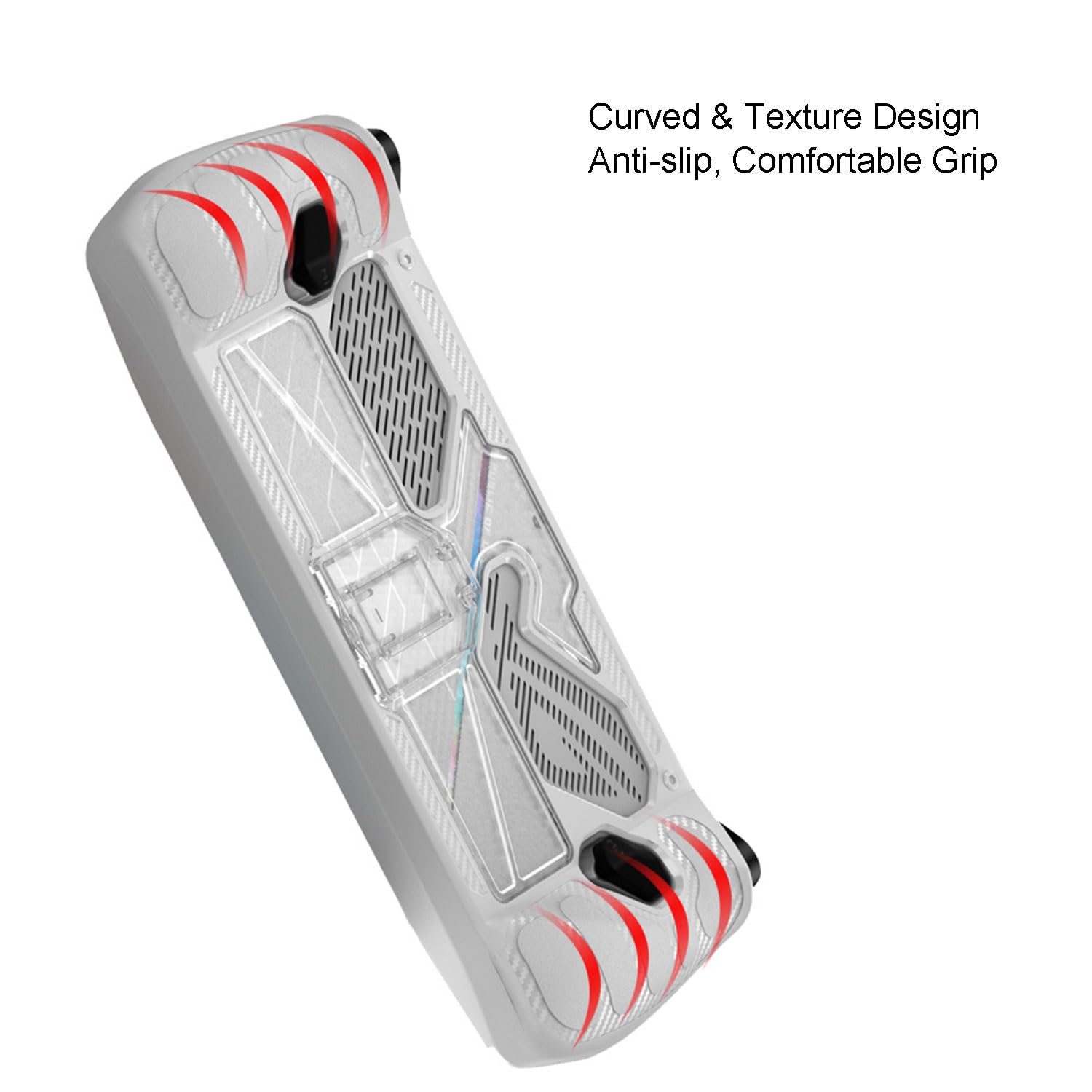 Protective Case with Foldable Kickstand for ASUS Rog Ally 2023 Release Handheld Game Console Full Body Drop-Proof Protector Stand Case with Shockproof,Non-Slip,Anti-Collision (White+Clear)