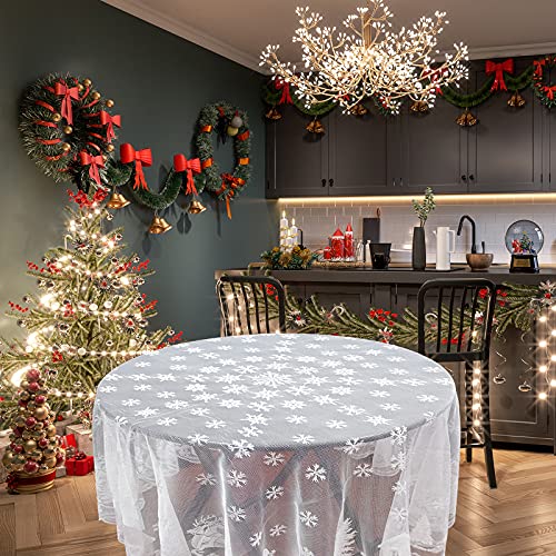 Pleaseedo ππππ πππ
π Christmas Lace Tablecloth, Round Lace Tablecloth for Round Table 70 Inch, White Snowflake Christmas Lace Table Cover, Round Tablecloths for Holiday Party Decoration