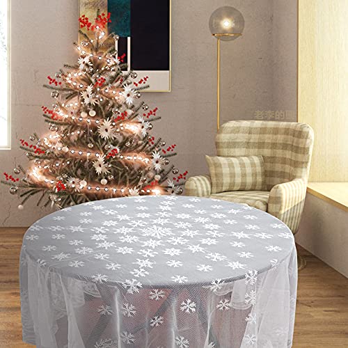Pleaseedo ππππ πππ
π Christmas Lace Tablecloth, Round Lace Tablecloth for Round Table 70 Inch, White Snowflake Christmas Lace Table Cover, Round Tablecloths for Holiday Party Decoration