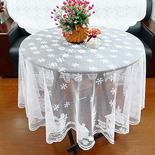 Pleaseedo ππππ πππ
π Christmas Lace Tablecloth, Round Lace Tablecloth for Round Table 70 Inch, White Snowflake Christmas Lace Table Cover, Round Tablecloths for Holiday Party Decoration
